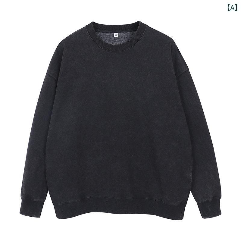 ・スタイル: 日式復古・スタイル: 青春流行・款式: 套頭・領型: 無領・領口形状: 圓領・袖長: 長袖・袖型: 微落肩・主面料成分: 綿60%・適用シーン: 休間・版型: 寛鬆型・工藝: 水洗・服装口袋样式: 側縫插袋・口袋样式: 側縫插...