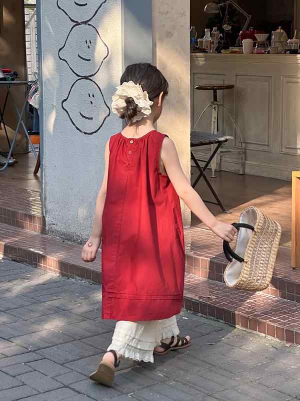 ・スタイル: 韓国風・主な素材: 綿100%・カテゴリ: 吊帯スカート・対象: 女・柄: 単色・カラー展開: 赤・サイズ展開: 90、100、110、120、130、140、150、160、170・対象年齢: 中小童(3~8歳)・スカートス...