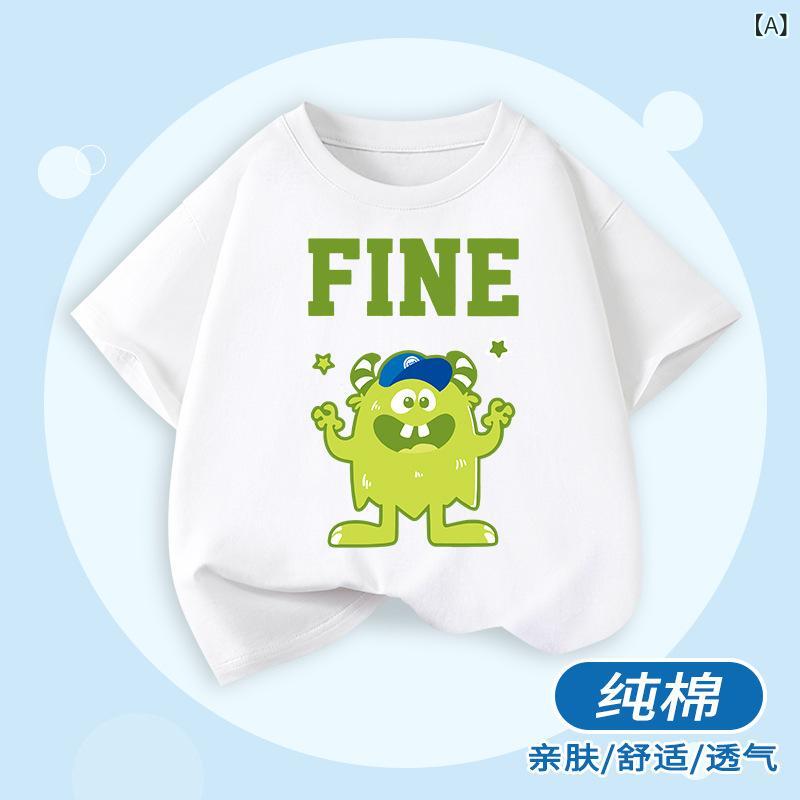 ・カテゴリ: 童Tシャツ・スタイル: カジュアル・主な素材: 綿100%・袖丈: 短袖・ネックライン: クルーネック・柄: 卡通・機能: 吸湿排汗・カラー展開: 緑、青、白色、橙色、黄色、海藍、萊恩藍、深灰、蛍光緑、黒・サイズ展開: 100...