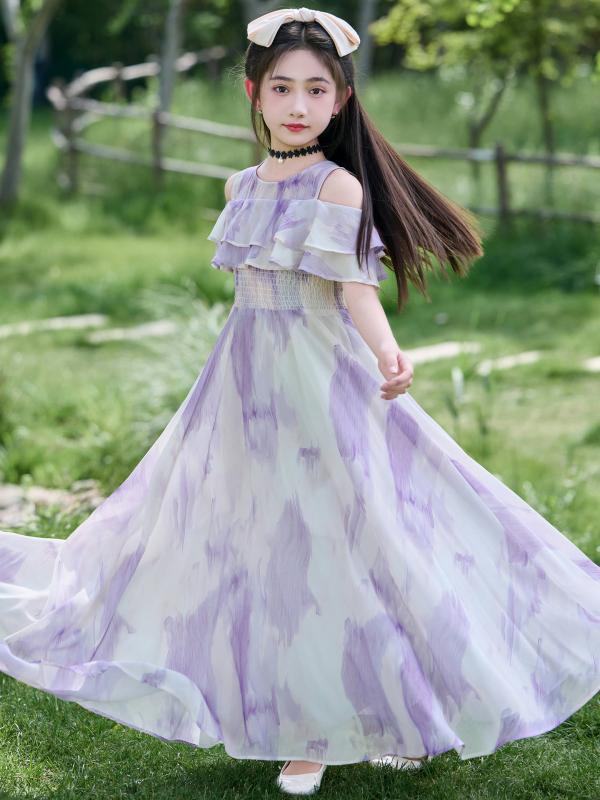 ・カテゴリ: 連衣裙・スタイル: A字裙・主な素材: ポリエステル80-90%・柄: 無地、他・カラー展開: 紫色、粉色・サイズ展開: 110cm、120cm、130cm、140cm、150cm、160cm、170cm・対象年齢: 3-8歳...