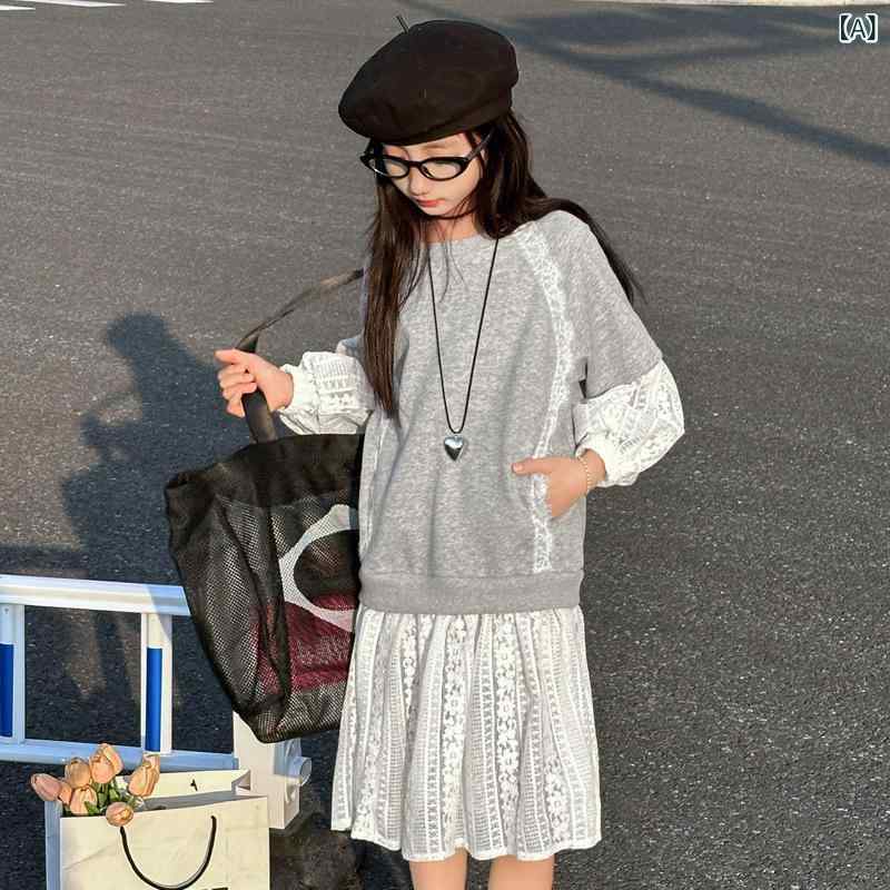 ・カテゴリ: 童スカート・スタイル: プリンセス・主な素材: 綿88%・袖丈: 長袖・柄: 無地・カラー展開: グレー・サイズ展開: 120cm、130cm、140cm、150cm、160cm、170cm