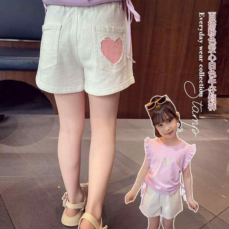 ・スタイル: 休闲・素材: 牛仔布・主な素材: 綿95%以上・パンツ丈: 短パン・カテゴリ: キッズパンツ・対象: 女児・対象年齢: 中小童(3~8歳、100~140cm)・対象身長: 100cm、110cm、120cm、130cm、140...