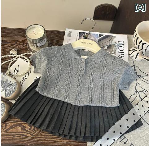 ・性別: 女・スタイル: 韓国版・カテゴリ: 子供服セット・セット内容: ニットトップス+スカート・セット数: 2点・袖丈: 短袖・フード: なし・加工: 柔軟加工・厚み: 普通・柄: 無地・主な素材: 綿・主素材割合: 綿90%・着丈基準...