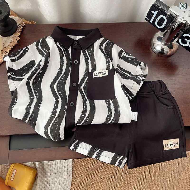 ・カテゴリ: 童セット・スタイル: カジュアル・セット内容: 上衣と短パン・袖丈: 短袖・パンツ丈: 短パン・主な素材: 綿90-95%・生地加工: 柔軟加工・厚み: 薄手・柄: ストライプ・パターン: キャラ・エレメント: スポーツ・ネッ...