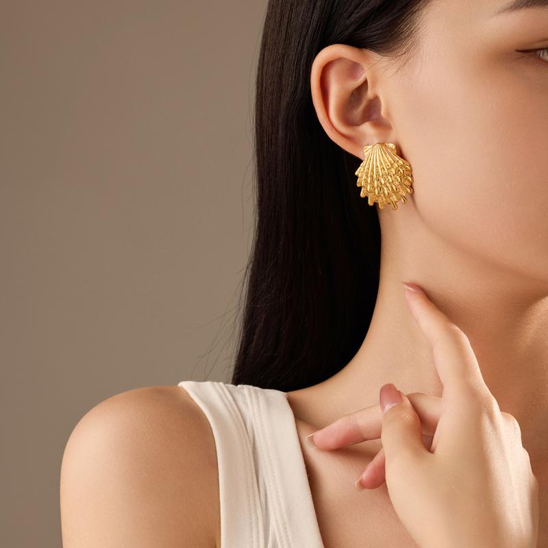 ・素材: 不锈钢・純度: 18K・スタイル: 自然・スタイル分類: 清新甜美・カテゴリ: 耳飾・流行元素: 海洋風・対象: 女式