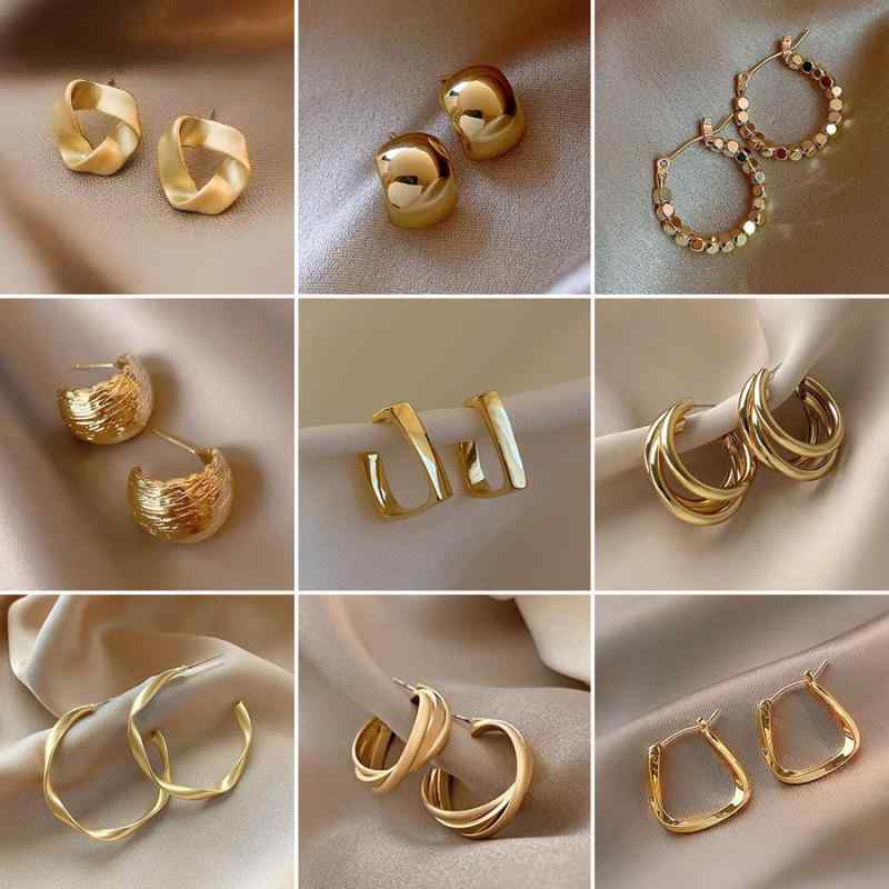 ・カテゴリ: 耳飾・スタイル: ファッションOL、通勤・主な素材: 金属・形状: 幾何型・加工: 電鍍・耳針素材: 925銀・流行要素: 線条、幾何・カラー展開: 16#耳扣-簡約圓圈,19#耳扣-金色鑲鑽,34#耳鉤-黒色流蘇,1#銀針-...