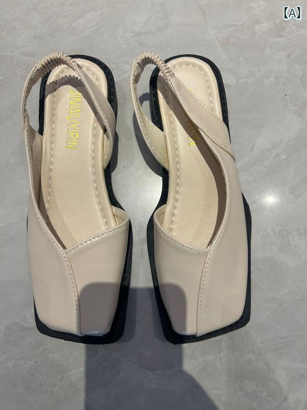 ・カテゴリ: 包頭後空サンダル・対象年齢: 成人・スタイル: ローマ風・素材: PU・ソール素材: ゴム・トゥ形状: スクエアトゥ・デザイン要素: 浅口・機能: 防滑・ソール製法: セメント・内側素材: PU・シューズハイト: ローカット・...