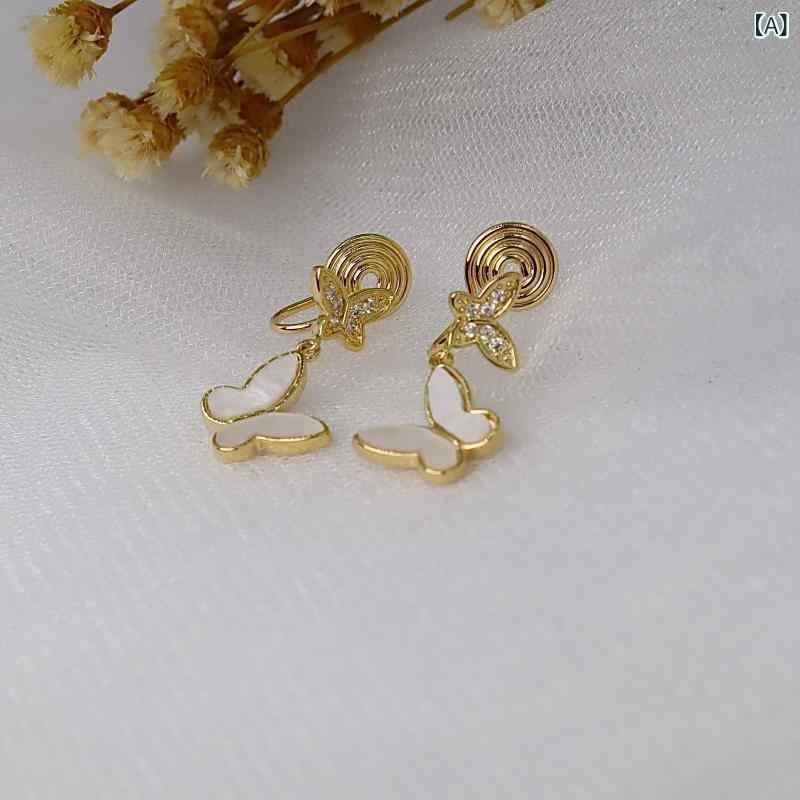 ・カテゴリ: 耳飾・スタイル: 女式・形状: 蝴蝶结・カラー展開: 金色