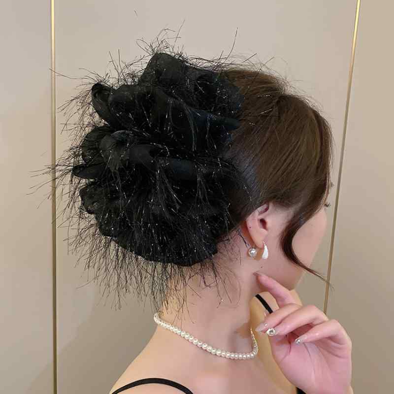 ・スタイル: 日韓・スタイル分類: 清新甜美・製品カテゴリ: 頭飾・素材: 羽毛・加工技法: 電鍍・発夹分類: 抓夹・流行要素: 蝴蝶結・カラー: ブラック