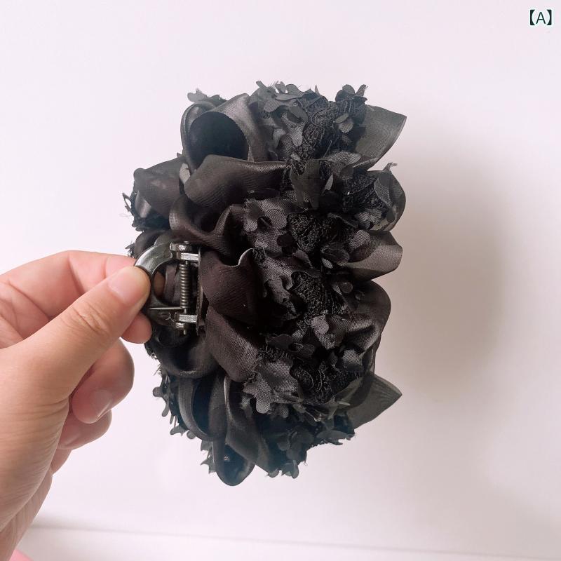・カテゴリ: ヘアアクセサリー・スタイル: 田園風、清新甜美・素材: 布・加工: 手工・種類: 抓夹・カラー展開: ブラック、ホワイト・対象: 女性用