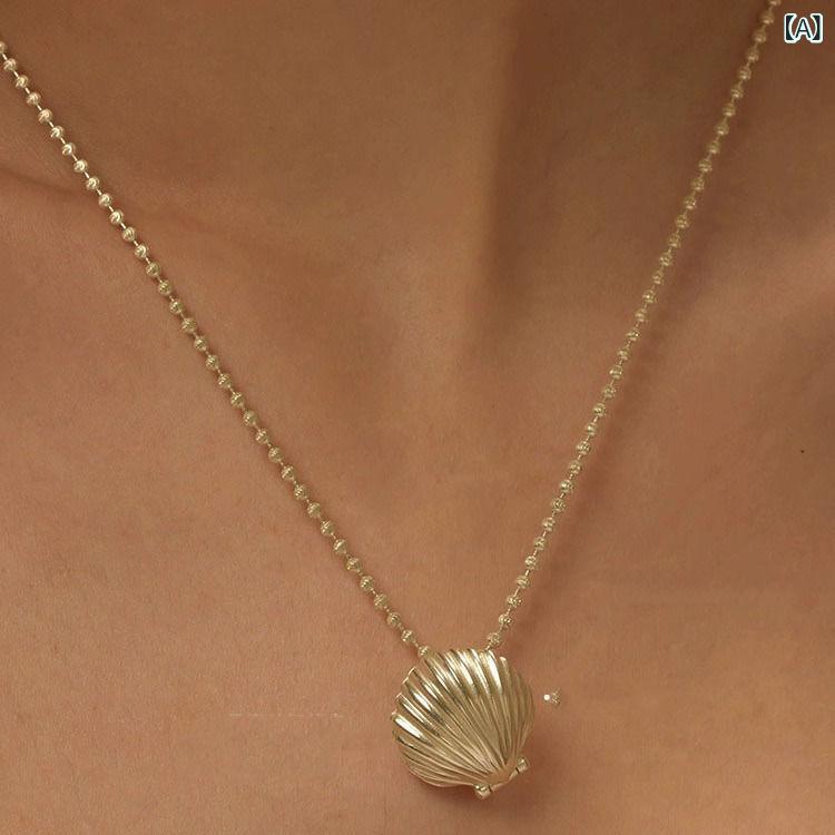 ・主な素材: 銅・加工: 電镀・スタイル: ins風、清新甜美・カテゴリ: 項飾・流行要素: 貝殻・カラー展開: 沙滩拾贝・柄: 自然