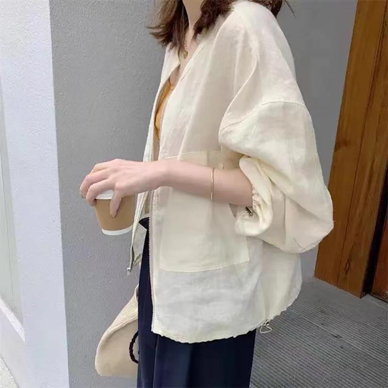 ・主な素材: 苧麻100%・柄: 無地・袖丈: 長袖・袖型: 普通袖・ネックライン: ラウンドネック・カラー展開: ライトイエロー・サイズ展開: M,L,XL・スタイル: 通勤