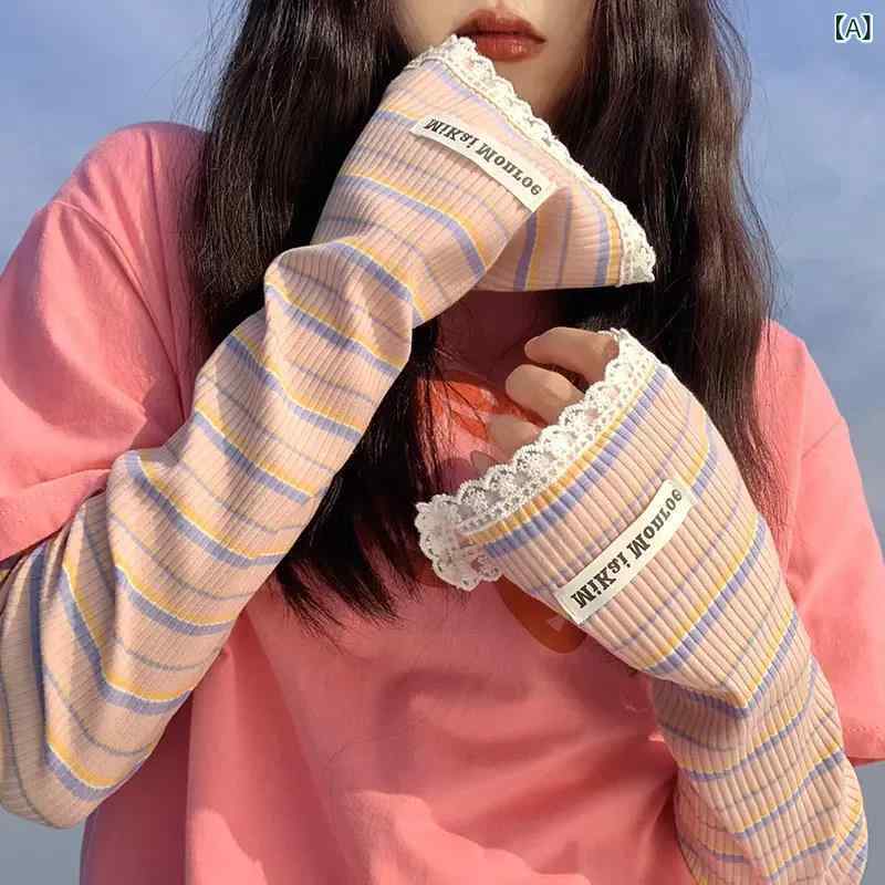 ・スタイル: 淑女、可愛い、甘美、清新・主な素材: 腈纶・主面料成分含量: 21%～30%・カラー展開: 粉藍ストライプ開叉袖セット1双装、黒白ストライプ開叉袖セット1双装、黒ストライプ開叉袖セット1双装、緑橙ストライプ開叉袖セット1双装、...