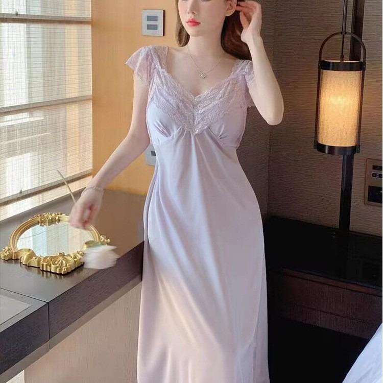 ・スタイル: セクシー・主な素材: ポリエステル100%・生地の厚さ: 薄 (約130g/平米)・ネックライン: Vネック・袖丈: 三分袖・スカート丈: ミドル・機能: 透気性、快適、クーリング・カラー展開: ライトパープル、ホワイト、ライ...