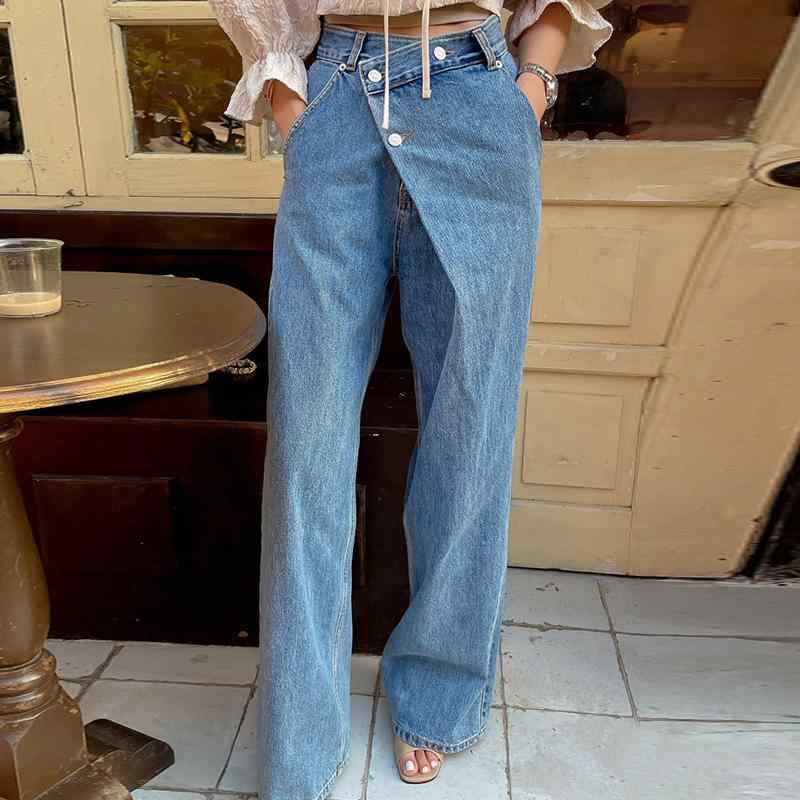 ・カテゴリ: 牛仔パンツ・スタイル: 御姐風・主な素材: 氨纶50-70%・パンツ丈: ロング・ウエスト: 高腰・厚み: 薄手・柄: 無地・カラー展開: ブルー・サイズ展開: S,M,L・伸縮性: 微弾・パンツ型: ワイドレッグ