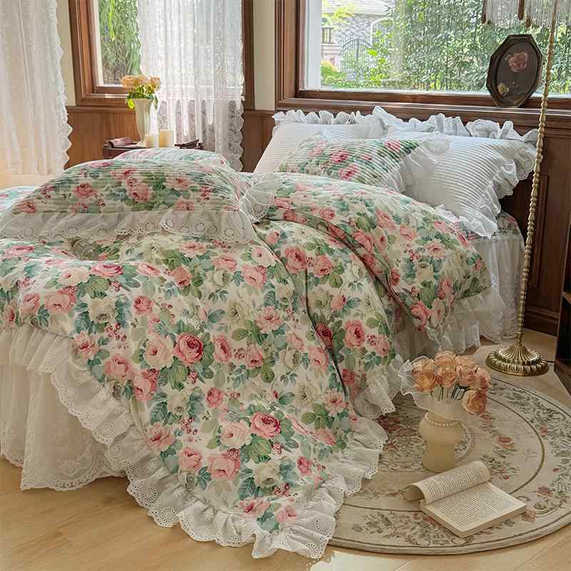・スタイル: 法式・主な素材: 綿100%・柄: 植物花卉・デザイン: 床裙式・花型: 梦安娜、アンナ苏、藍莲花、伊莉莎、粉恋儿、索菲娅、爱莉丝、卡洛琳・サイズ展開: 120*200cm、150*200cm、180*200cm、180*22...