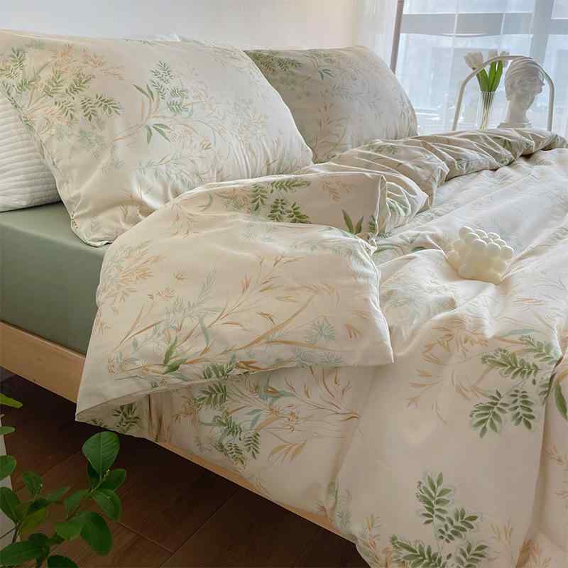 ・主な素材: 綿100%・スタイル: 現代簡約・柄: 植物花卉,印花・織り方: 斜紋・染め加工: 活性印染・生地密度: 133x72・生地支数: 40支・サイズ展開: 1.2m床三件套/150x200cm対応,1.5m床四件套/200x23...