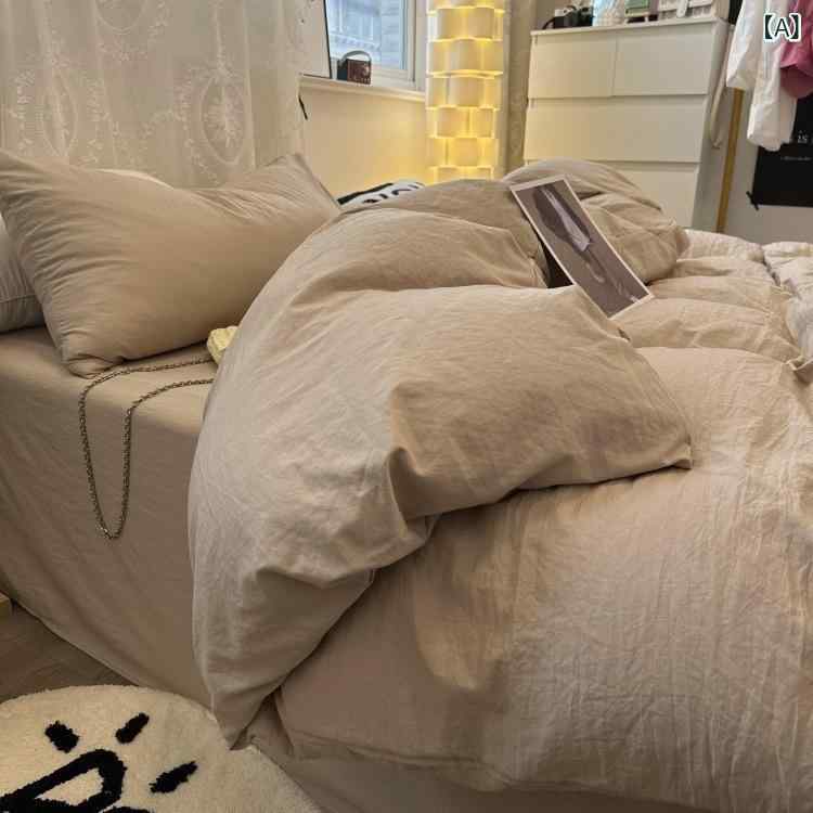 ・カテゴリ: ベッドルームファブリック・スタイル: ins風・主な素材: 水洗綿・柄: 無地・デザイン: 床笠式・カラー展開: ミルクティー、ダークナイトグリーン、クリームオレンジ、ミルクパープル、クオリティグレー、フェアリーピンク、パール...