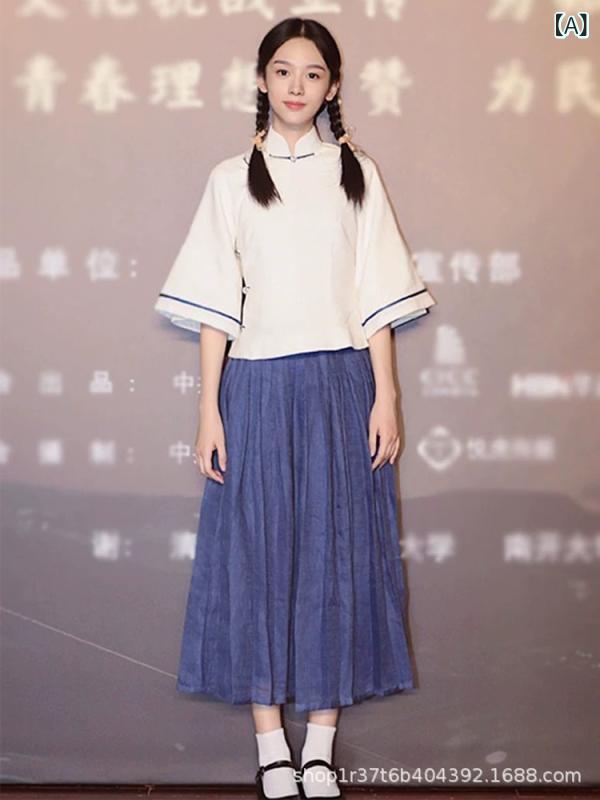 ・カテゴリ: 舞台装・スタイル: 中性・主な素材: その他30%～50%・カラー展開: 白色上衣/藍色裙(01),白色上衣/藍色裙02,藍色上衣/白色裙,藍色上衣/白裙子,藍色上衣/黒色裙,白色男款铜扣（上衣+裤子）,黒色男款银扣（上衣+裤...
