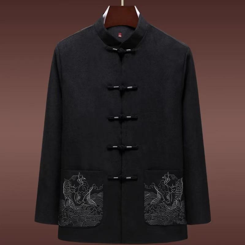 ・カテゴリ: 民族服・スタイル: 中国風・主な素材: 醋酸繊維20%・ディテール: 多口袋・加工: 刺繍・カラー展開: グレー、ブラック、ブルー、ワインレッド・サイズ展開: L、XL、2XL、3XL、4XL、5XL