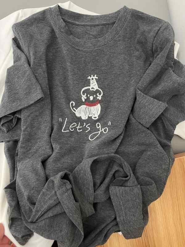 ・カテゴリ: Tシャツ・スタイル: 日韓風レジャー・主な素材: 綿70%～80%・柄: 小犬刺繍・ネックライン: ラウンドネック・袖丈: 短袖・フィット: ルーズフィット・衣丈: 普通(50cm超～65cm)・袖型: 標準袖・加工: ノーア...