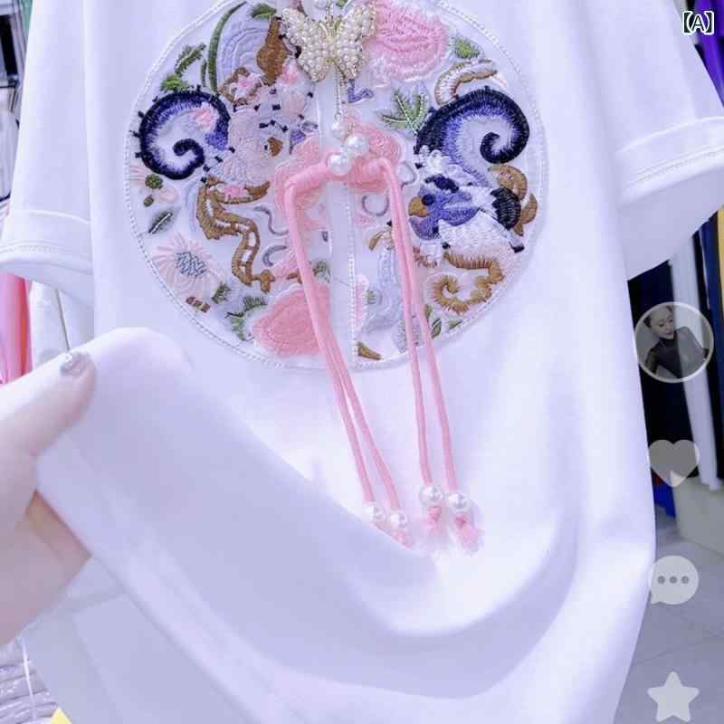・カテゴリ: Tシャツ・スタイル: 都市風・主な素材: ポリエステル90-95%・ネックライン: ラウンドネック・袖丈: 短袖・袖型: 標準・柄: 刺繍・カラー展開: ホワイト、ピンク・サイズ展開: L、XL、2XL、3XL、4XL・フィッ...