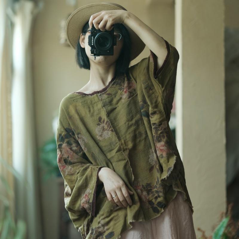 ・カテゴリ: Tシャツ・主な素材: 綿100%・柄: プリント・スタイル: 復古風・ネックライン: クルーネック・袖丈: 長袖・サイズ展開: 均码