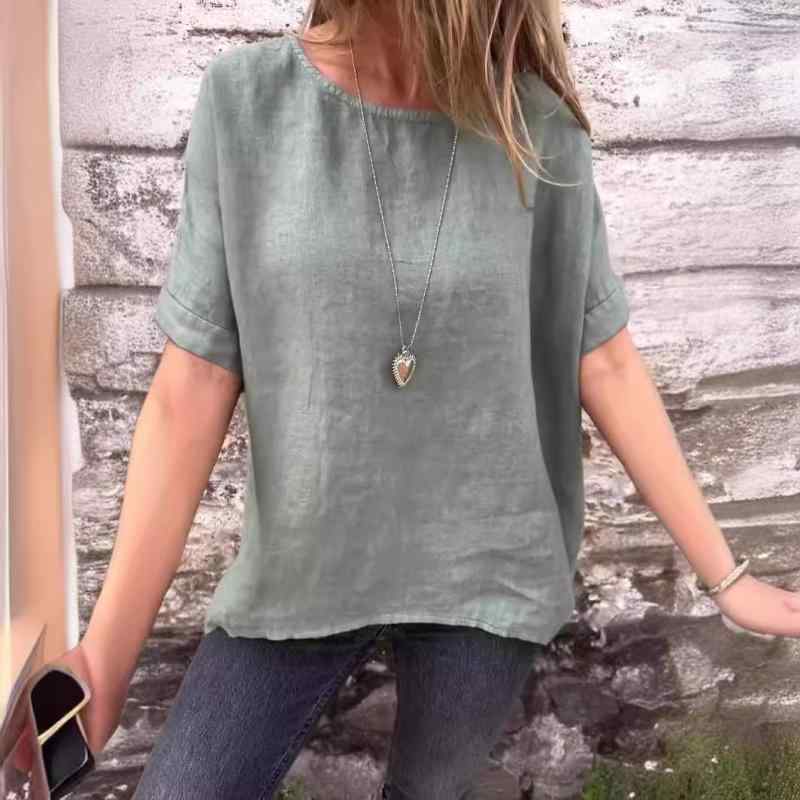 ・カテゴリ: Tシャツ・スタイル: 通勤・主な素材: 綿70-80%、麻30%以下・ネックライン: クルーネック・袖丈: 五分袖・袖型: 通常袖・柄: 無地・カラー展開: 乳白色、土黄色、オリーブ色、ミリタリーグリーン、ブラック、グリーン、...
