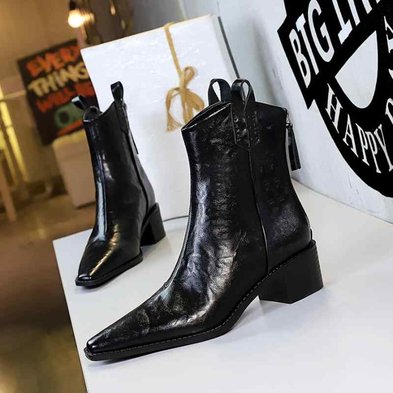 ・カテゴリ: 騎士靴・対象年齢: 成人・対象性別: 女性・スタイル: 復古・シューズタイプ: 時装靴・アッパー素材: 合成PU・アウトソール素材: ゴム・トゥ形状: 尖頭・ヒール形状: 太ヒール・ヒール高さ: 中ヒール（3-5cm）・筒丈:...