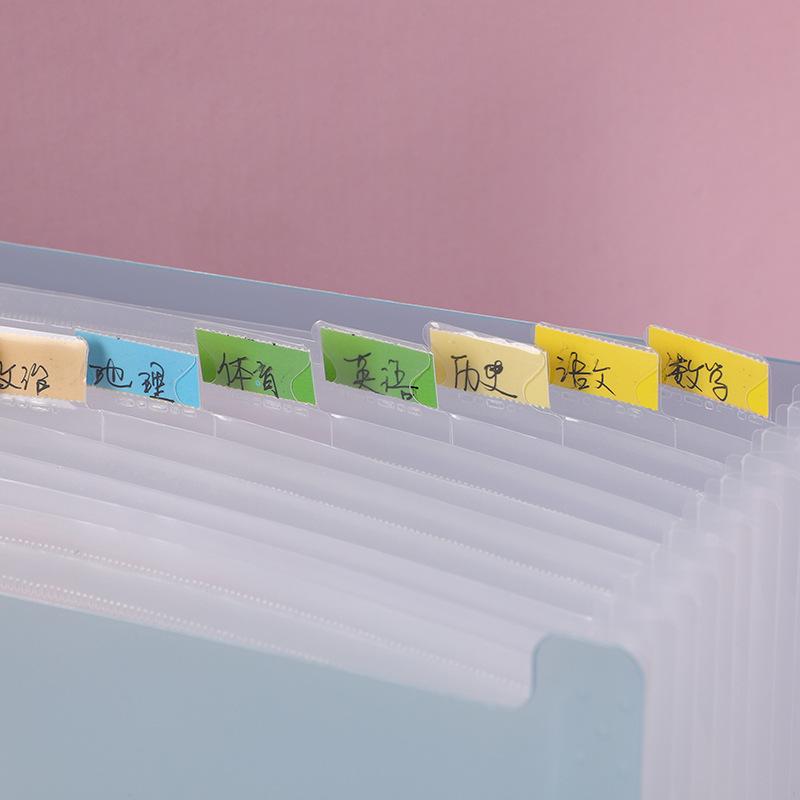 ・モデル: 風琴包・主な素材: プラスチック・サイズ: 330×235mm・収納: 13格・素材厚: 0.65mm・カラー展開: ブルー、ブラック、ピンク、縦型ブルー、縦型ブラック、縦型ピンク、縦型透明、レインボーブルー、レインボーブラック...