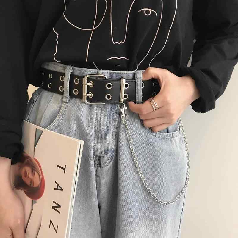 ・素材: PU皮・バックル素材: 合金・バックル方式: 針金バックル・カラー展開: 黒+チェーン、白+チェーン、黒、白・幅: 太め(4cm超)・長さ: 105cm