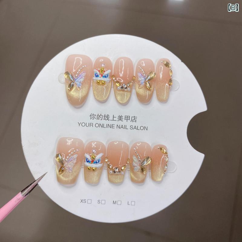 ・スタイル: 猫眼、中国風、法式、腮紅甲・款式: 短款、中款、楕円型、穿戴式・柄: 卡通、星空、蝶・対象: 女士、ユニセックス