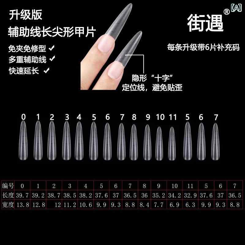 ・スタイル: 超薄無痕・形状: 長尖型・タイプ: 透明甲片, 穿戴式