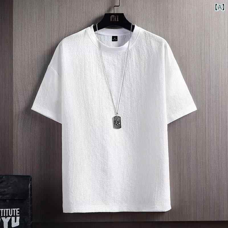 ・カテゴリ: Tシャツ・スタイル: カジュアル・主な素材: 麻・柄: 無地・版型: ゆったり・適合: 青少年・袖丈: 中袖・ネックライン: クルーネック・厚み: 薄手・カラー展開: ブラック、ホワイト・サイズ展開: M、L、XL、2XL、3...