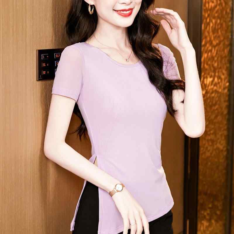 ・カテゴリ: Tシャツ・スタイル: 清新甜美・主な素材: 綿・柄: 純色・袖丈: 短袖・ネックライン: 丸首・カラー展開: ブラック、ライトブルー、ライトパープル・サイズ展開: M、L、XL、2XL、3XL
