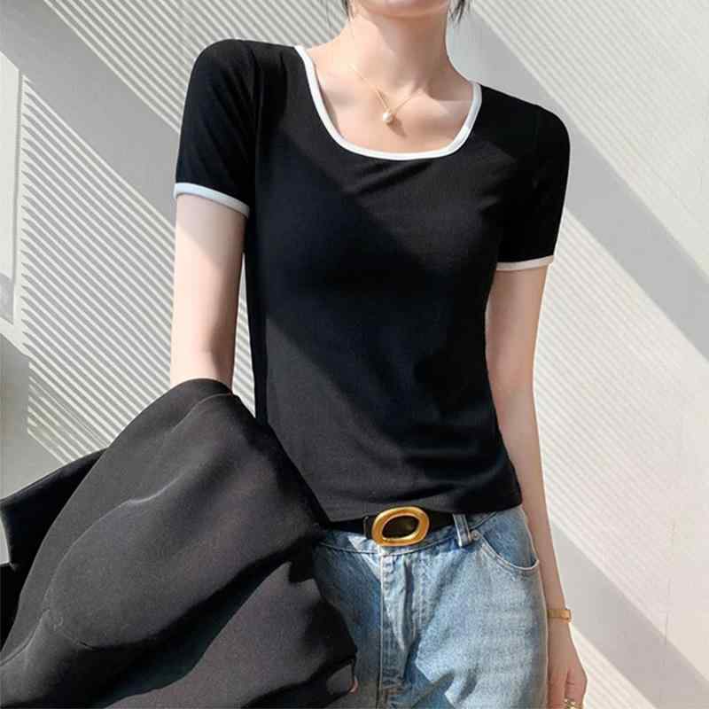 ・カテゴリ: Tシャツ・スタイル: 通勤・主な素材: 綿95%以上・袖丈: 短袖・版型: 正肩・ネックライン: 方領・袖型: 通常・カラー展開: 白色、黒色・サイズ展開: S、M、L、XL