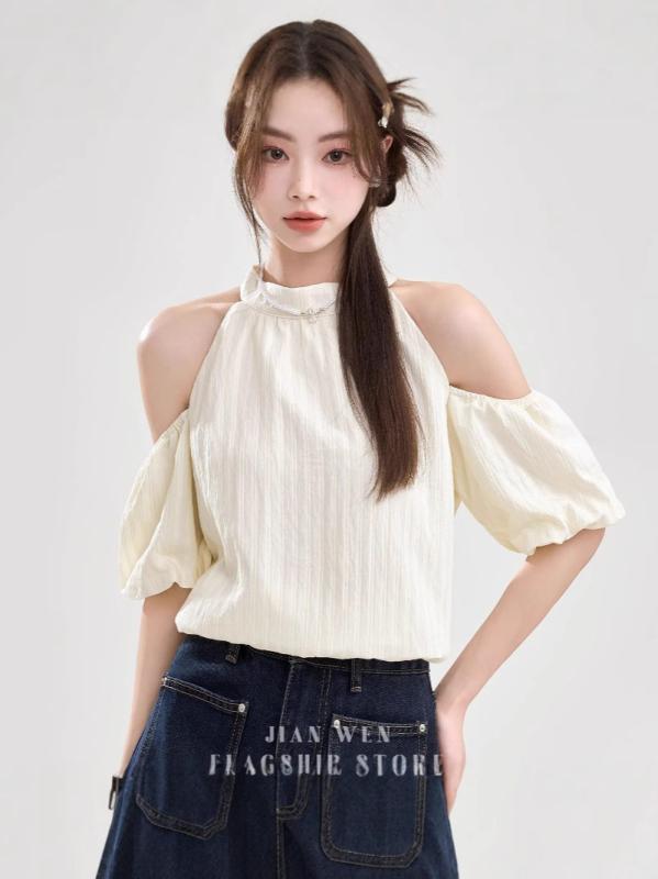 ・カテゴリ: シャツ・スタイル: 復古風・主な素材: 綿50-70%、再生繊維50-70%・柄: 3D効果・袖丈: 短袖・袖型: 泡泡袖・衣丈: 中長・ネックライン: 掛脖・カラー展開: 杏色・サイズ展開: S、M、L、XL、XXL
