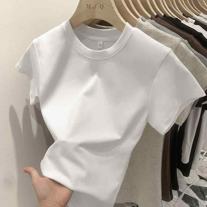 Tシャツ レディース 半袖 丸首 クルーネック カジュアル トップス デザイン感 インナー 春夏・カテゴリ: Tシャツ・素材: 綿90-95%、ポリウレタン30%以下・柄: 無地・スタイル: 通勤・デザイン: プルオーバー・袖丈: 半袖・袖...