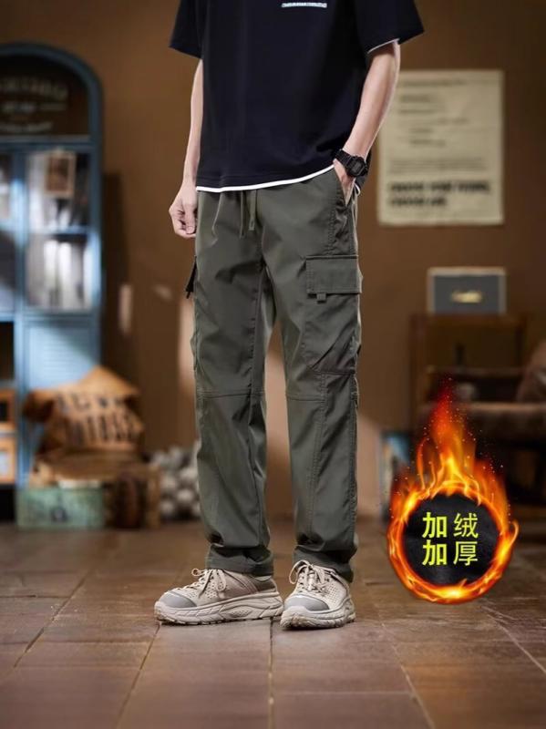 カーゴパンツ メンズ 秋冬物 パンツ 長パンツ 裏起毛 ルーズフィット ストレート ストリート系 多ポケット カジュアル ワークパンツ・スタイル: 青春トレンド流・スタイル詳細: 青春流行・款式: 工装褲・パンツシルエット: 宽松型・パンツ...