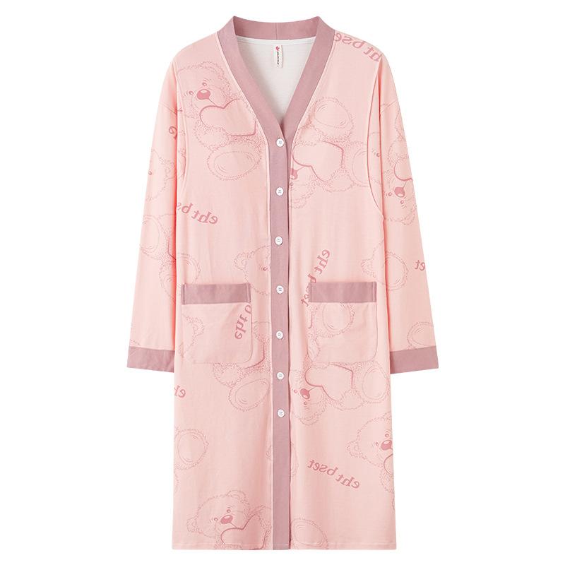 ワンピース レディース 春秋 マタニティウェア 授乳服 カップ付き 長袖 ロング丈 大きいサイズ 5XL 産後 部屋着 ルームウェア ゆったり 体型カバー シンプル 無地・素材: ポリエステル100%・スタイル: カーディガン、シンプルカジ...