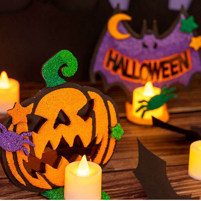 かんたん可愛い♪影絵遊びハロウィン工作★ 色を塗って粘土を貼って♪かわいいハロウィンLEDランプスタンド作りを★ ハロウィンイベントにも★ こうもりとカボチャの2タイプ 予約製品の為、ご注文より2週間程度でのお届けとなります。 ご注文後のキ...