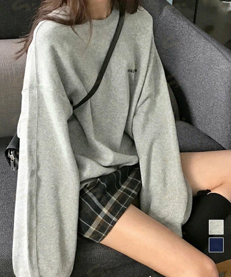 ■商品の特徴レディース ゆったりチュニックtシャツ オーバーサイズ クルーネックプルオーバー ストリート 着やせトップススウェット風トレンドのぽわん袖、ドロップショルダーDesignが絶妙な落ち感を演出するロングスリーブロゴカットソー。 ゆ...