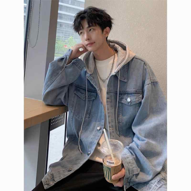 ・商品カテゴリ: ジャケット・スタイル: トレンド・対象年齢: 18-24歳・襟の形: 襟付き・フィット: ルーズ・フロント: シングルブレスト・フード: あり（取り外し可能）・厚さ: 普通・柄: 無地・素材: デニム、綿・素材割合: 綿5...
