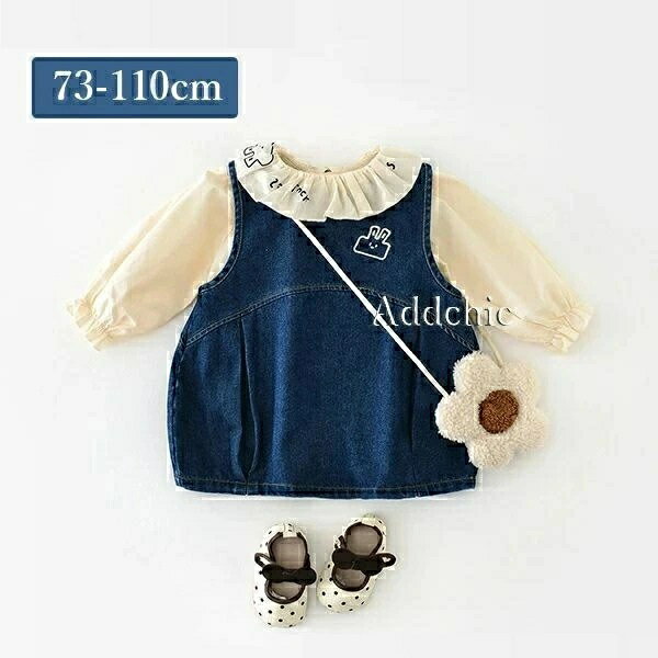 可愛いベビー服が登場。商品内容：ワンピース+シャツ素材：綿70％カラー：写真通り&nbsp;★サイズ：【73】シャツ丈31cm、バスト58cm、ワンピース丈37cm 参考身長66-73cm　参考年齢6-12ヶ月【80】シャツ丈34cm、バス...