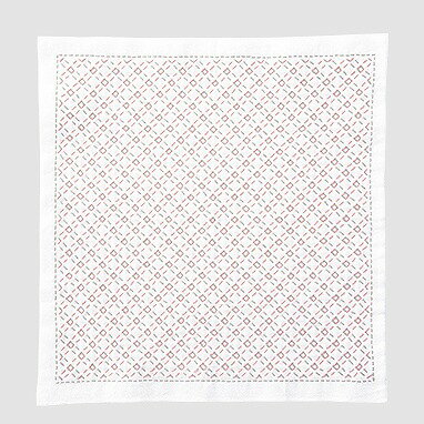 刺し子キット■　 商品説明 出来上がり寸法 約縦34cm×横34cm キット内容 ●晒木綿（綿100％）：白　●作り方説明書 ●刺し子糸（綿100％） ●刺し子針 備考 図案は布にプリント済み。 重量 約53g