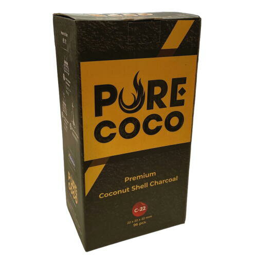 ピュアココ シーシャ チャコール 炭 キューブ型 22mm 96個 PURE COCO 1kg 海外からの輸送品のため箱に若干傷みがある場合があります。