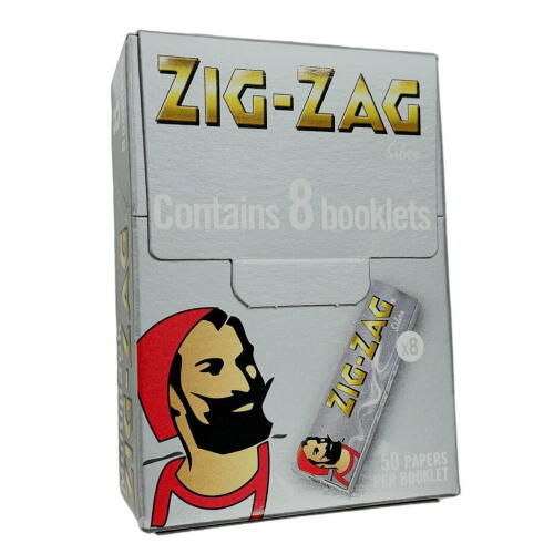 手作りたばこ用巻紙ZIG-ZAG ジグザグ　ローリングペーパーシルバーシングル　8個入りマルチパック100％ウッドパルプを使用した透明感のある薄い紙ジグザグ・シルバーシングルが8個入りのお得パックレギュラーサイズ約6.9cm×3.6cm　5...