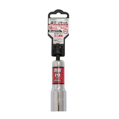 商品説明ソケットサイズ対辺19mm ソケット外径25mmソケット深さ65mm 全長110mm重量144g ナット作業に適した深穴タイプ。面接着型12角のソケットはボルト・ナットに差し込みやすく作業性が向上！