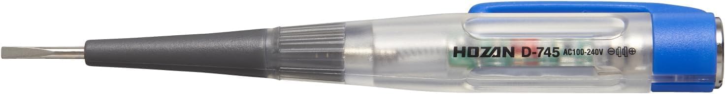 視認性が良いLEDタイプ。通電していればLEDが点灯します。AC極性判別、通電チェックに。活線側に差し込むとLEDが点灯します。接地側に差し込んでも点灯しません。電気工事の点検に最適です。電池交換が可能なので長くお使いいただけます。※包装に...