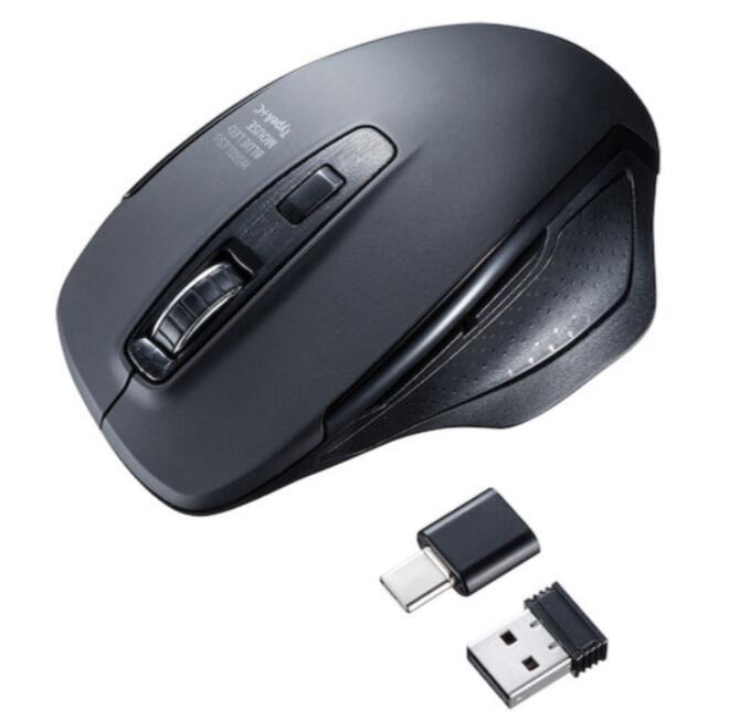 商品情報特長USB、A、Type-Cの2個のレシーバーがついたワイヤレスマウスです。2つのパソコンを切り替えてつかえる便利なマウスです。すすむボタンより戻るボタンを大きくしており戻るボタンが押しやすいデザインです。赤色の光学式より感度の高い...